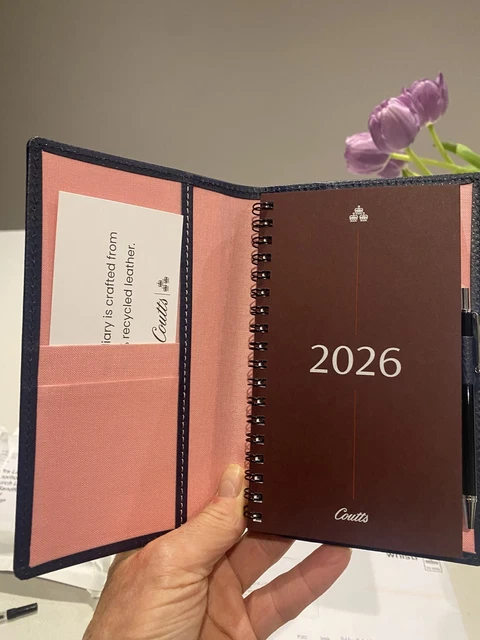 COUTTS REAL LEATHER Diary 2026 Wallet and Outer Cover and pen £52.70 ...