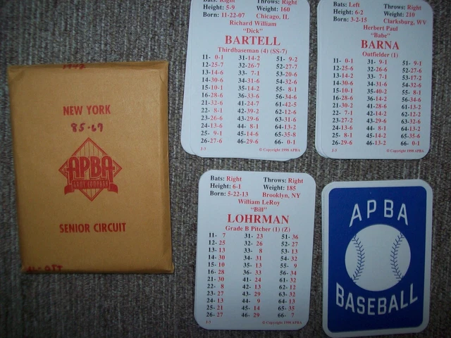 ORIGINAL 1942 APBA Baseball Cards with Master Game Symbols complete EUR ...