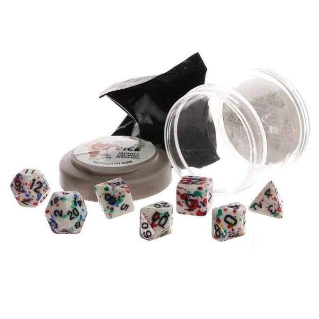 POLYHEDRAL 7-PIECE DND Pizza Dungeon Dice Set - Lucky Rainbow Paint £6. ...