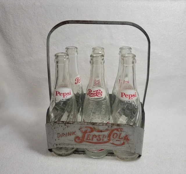 VINTAGE PEPSI-COLA DOUBLE Dot Six Pack Carrier 1940s Metal Carrier ...