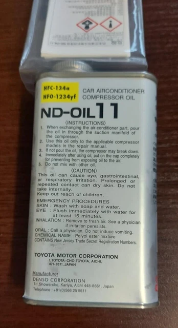 TOYOTA YARIS/AURIS/RAV4 HYBRID Denso ND11 ND-Oil11 Air Conditioning Oil ...