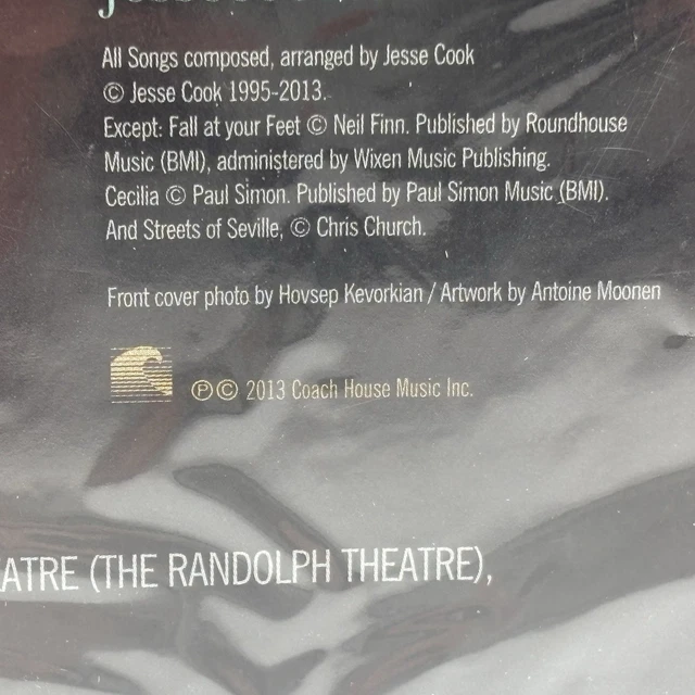 *SEALED* JESSE COOK: Live At The Bathurst Street Theatre Concert DVD ...