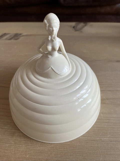 VINTAGE CREAM BETTERWARE Crinoline Lady Powder Bowl Trinket Container ...