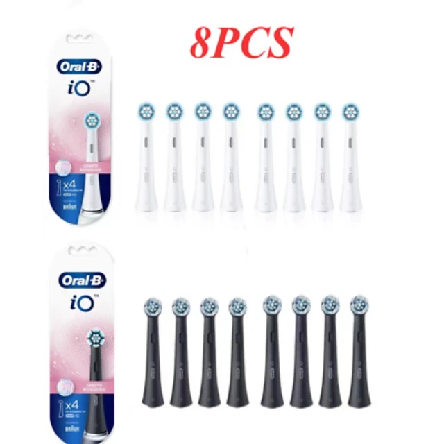 8 STÜCK ORAL-B iO Ersatzbürsten Sanfte Reinigung Aufsteckbürsten Schwarz - Weiß、 EUR 30,67 ...