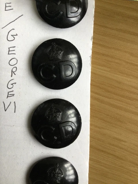 ORIGINAL BRITISH CIVIL Defence Bakelite Uniform Buttons - Set of 6 ...