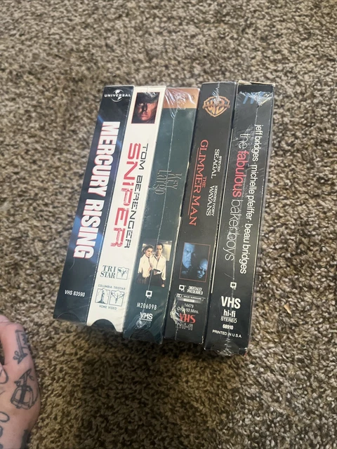 LOT OF 5 SEALED VHS Tapes! Mercury Rising Sniper Key Largo Glimmer man ...