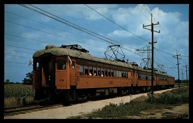 CHICAGO SOUTH SHORE & South Bend Railroad Train #34 Interurban Postcard ...