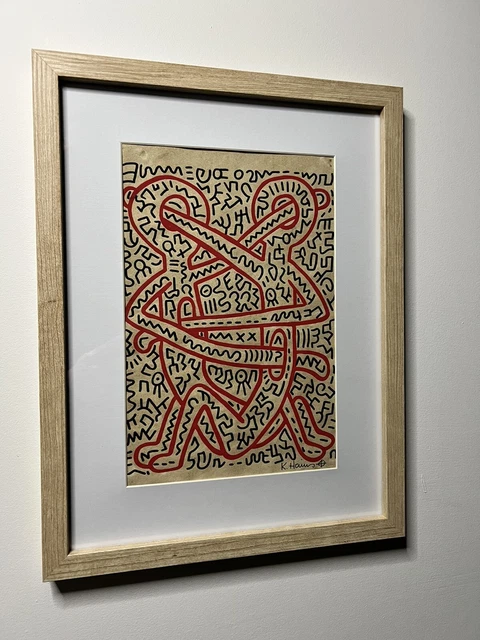KEITH HARING : RARE Dessin d’après l’artiste -Tampon d’authenticité ...