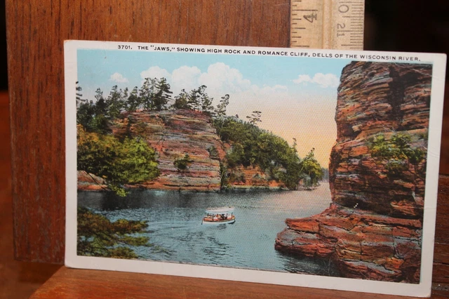 VINTAGE POSTCARD THE Jaws Dells Wisconsin River High Rock Romance Cliff ...