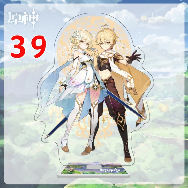 FIGURINE SUPPORT ACRYLIQUE One Genshin Impact Aether/Lumine stand ...