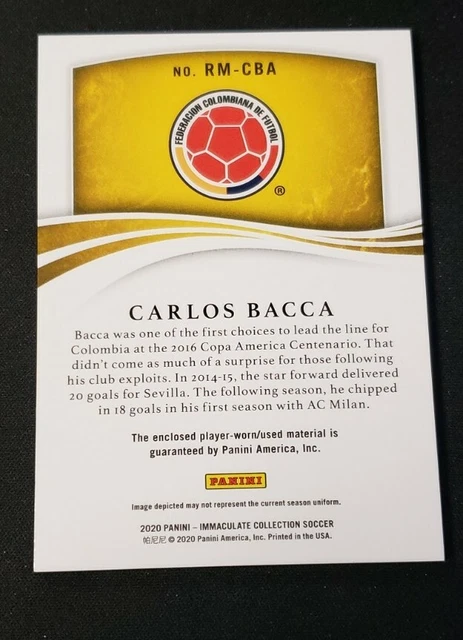 2020 PANINI IMMACULATE Remarkable Memorabilia Sapphire /25 Carlos Bacca ...