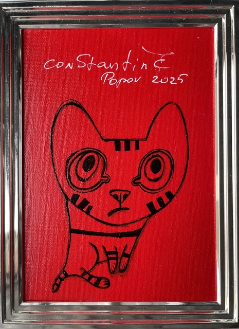 CONSTANTINE POPOV , “ The Kitten “ Original Painting 17x12 cm, Very ...