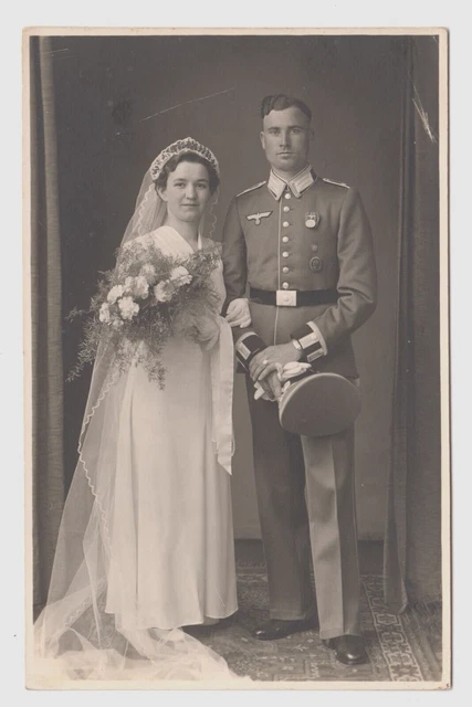 PORTRAIT PHOTO II Wehrmacht soldier with badge and bride £4.17 ...