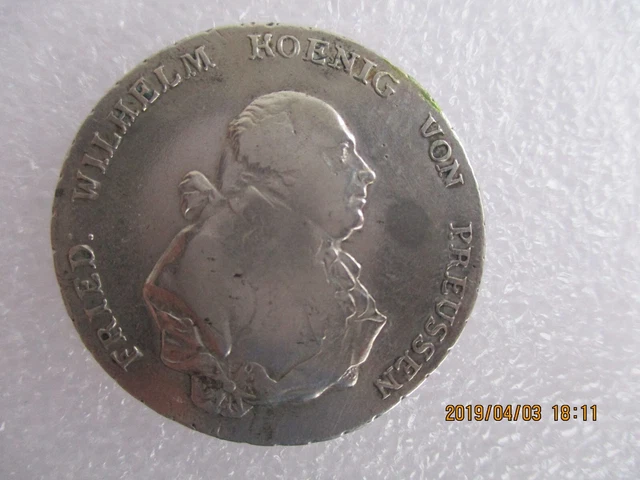 SILBERMÜNZE EIN THALER 1796A FRIED:WILHELM KÖNIG VON PREUSSEN ...