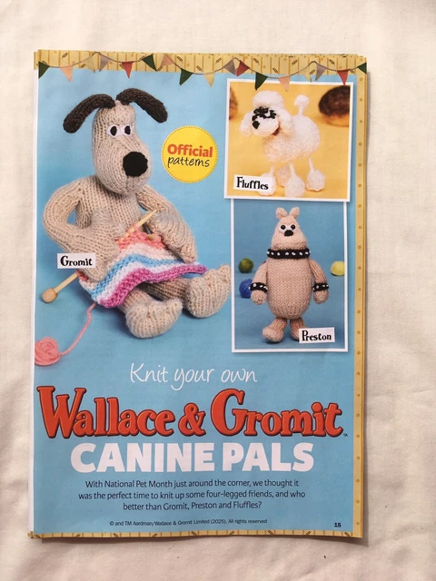 WALLACE & GROMIT Canine Pals Toy Knitting Pattern - Gromit, Fluffles ...