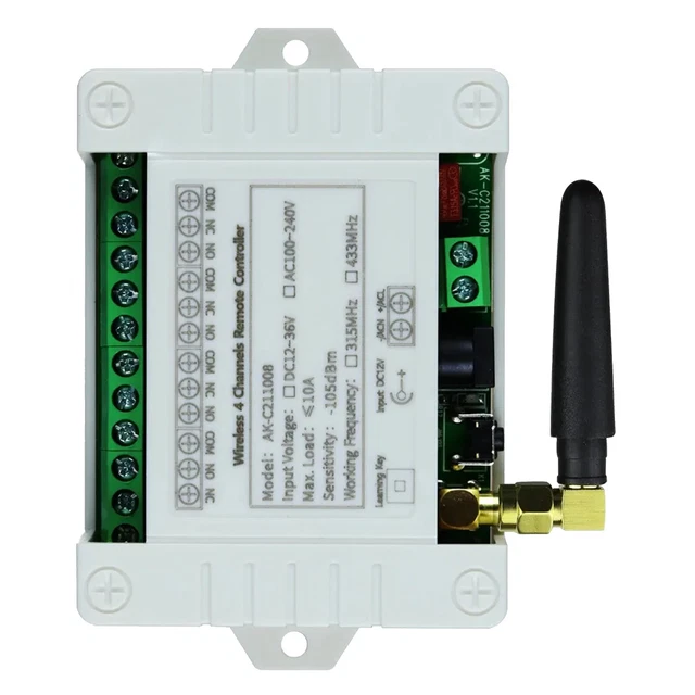 SMART MULTIPLE 433MHZ 4 Channel Wireless Relay RF Remote Control Switch ...