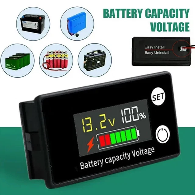 BATTERY CAPACITY INDICATOR DC 8V-100V Lead Acid Lithium Car Voltmeter N ...