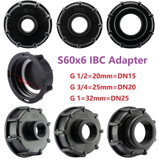 IBC CONTAINER ADAPTER Zubehör Kappe 1/2 3/4 1 Zoll Deckel Auslaufhahn ...