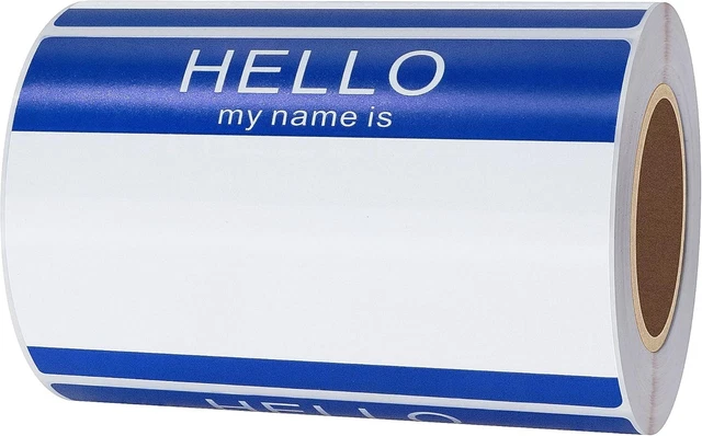 HELLO MY NAME Is Stickers - 200 Blue Name Tags with Semi-Glossy Finish ...
