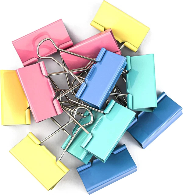 CANLENPK 51MM/2& BINDER Clips Paper Clamps,Pink, Blue, Yellow, Green ...
