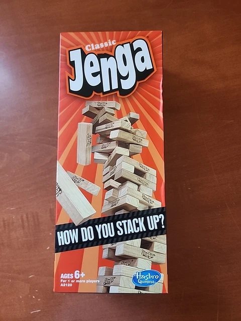 CLASSIC JENGA GAME with Genuine Hardwood Blocks, Jenga Brand Stacking ...