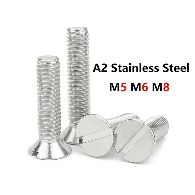 M5 M6 M8 Slotted Countersunk Machine Screws A2 Stainless Steel Slot Csk ...