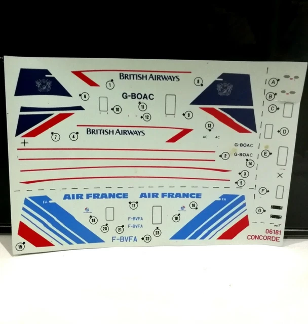 AIRFIX 1/144 SCALE British Airways Air France Concorde Model Transfers ...