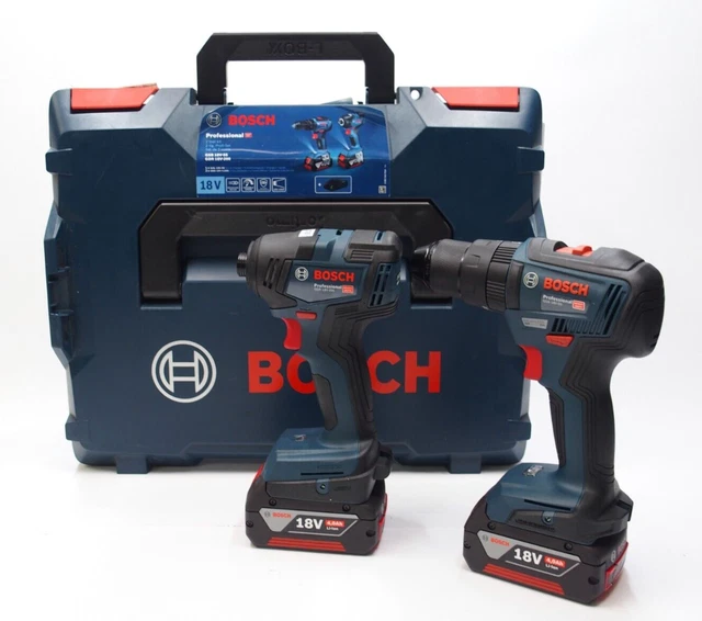 BOSCH CORDLESS 18V Brushless Kit GDR 18V-200, GSB 18V-55 w/ 2 x 4.0Ah ...