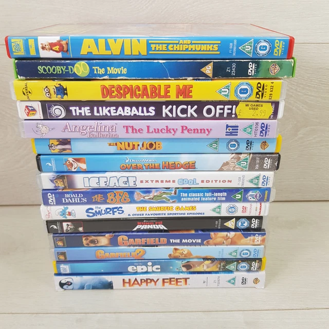 LOT BUNDLE OF 15 DVDs Children Kids Cartoon Smurfs Alvin Minions ...