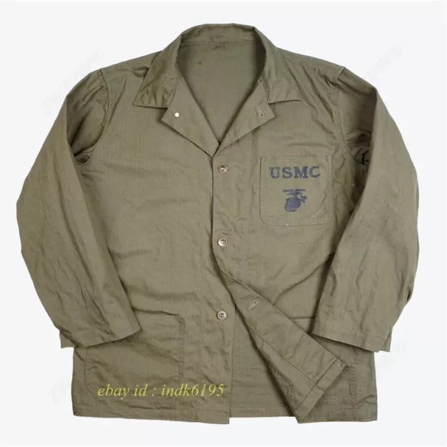 VINTAGE WWII WW2 USMC MARINES HBT Shirt Jacket Replica Costume Jackets ...
