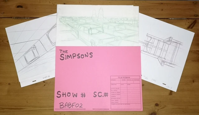 THE SIMPSONS ORIGINAL Animation Production Drawings Folder Mixed ...