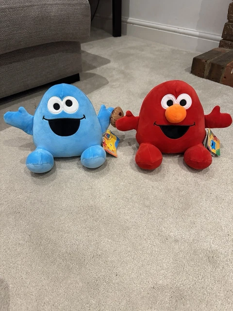 SESAME STREET SQUASHY Podgies - 8” Tall Elmo & Cookie Monster NEW with ...