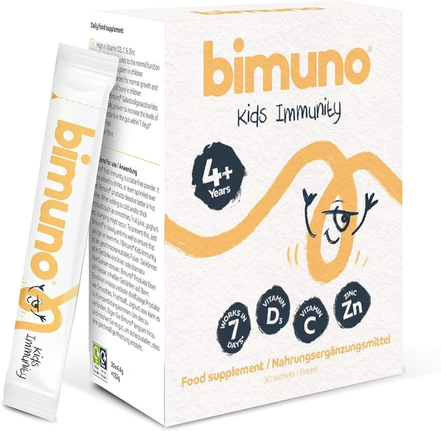 BIMUNO KIDS IMMUNITY | 4-In-1 Prebiotic with Vitamin D3, C, Zinc ...