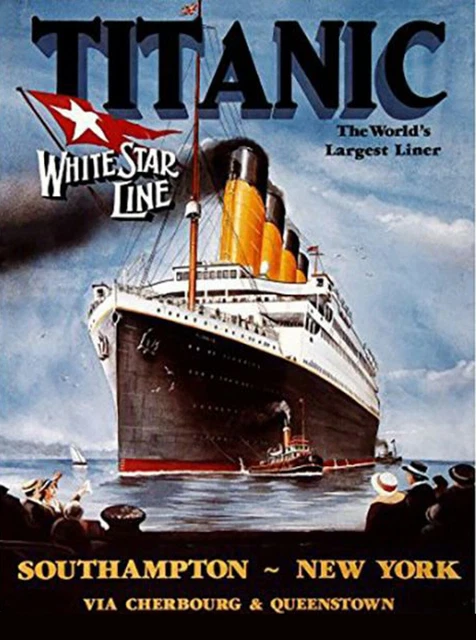 TITANIC WHITE STAR LINE Metal Signs Retro Pub Bar Vintage Wall Poster ...