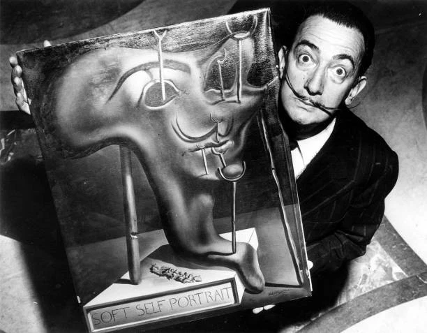 SPANISH SURREALIST PAINTER artist sculptor Salvador Dali showing o ...