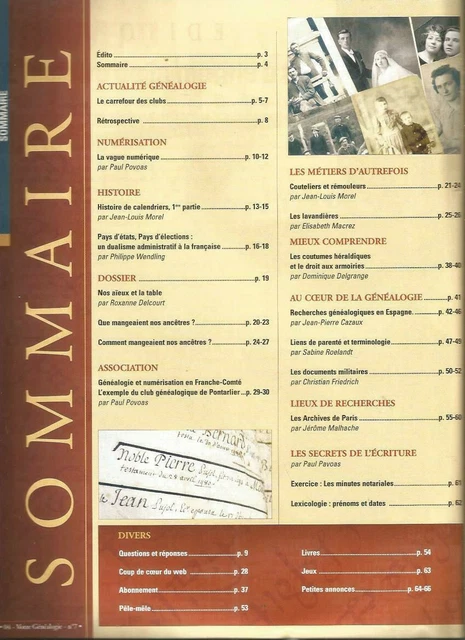 VOTRE GENEALOGIE N°07 AIEUX & TABLE / COUTELIERS & REMOULEURS / 1er ...