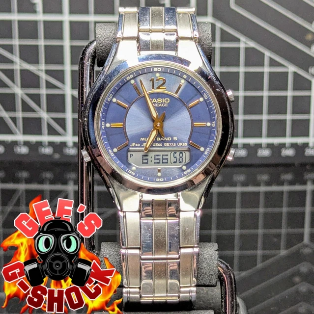CASIO 🇯🇵 LINEAGE LCW-M200 Solar Multiband Ana Digital Blue Gold LCW ...