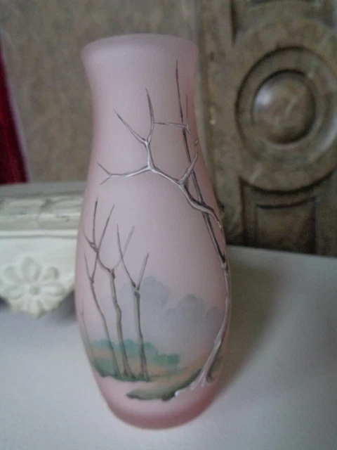 PETIT VASE EN verre émaillée à décors d'un Paysage style legras EUR 10,50 - PicClick FR