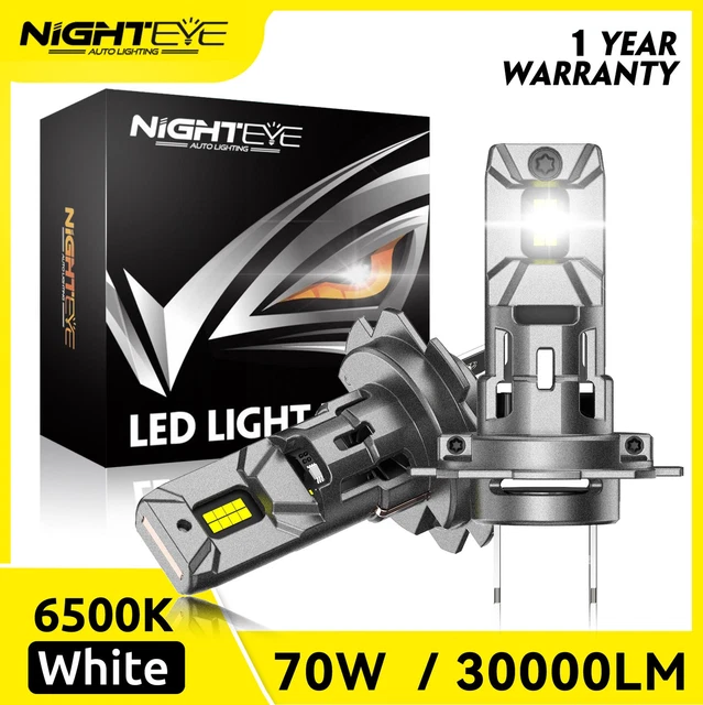 NIGHTEYE 2X H7 LED Headlight Bulbs Kit 70W 30000LM Hi-Lo Beam 6500K ...