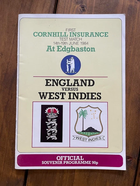 ENGLAND V WEST INDIES - 1984 1st Test Edgbaston - OFFICIAL CRICKET ...