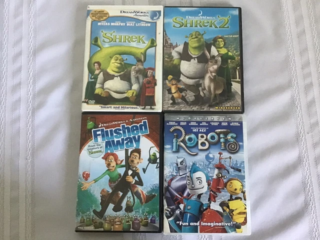 SHREK, SHREK 2, Flushed Away, Robots Dreamworks DVD Bundle £14.23 ...