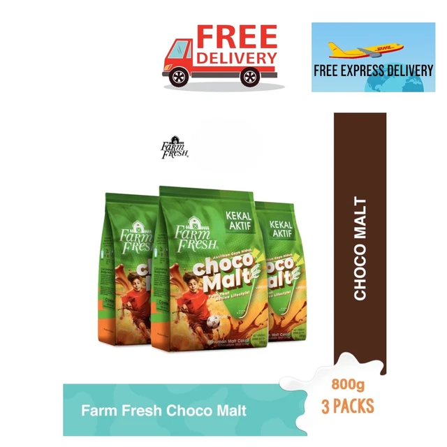 3X FARM FRESH Choco Malt Chocolate Cocoa Milk Powder – 800g Each, Rich ...