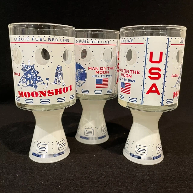 VINTAGE NASA APOLLO 11 Moonshot Shot Tumblers Shot Glasses by Libbey ...