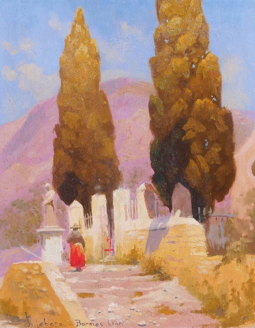 PAINTING ANTIQUE BORMES-LES-MIMOSAS Var Liebert Landscape Provence ...