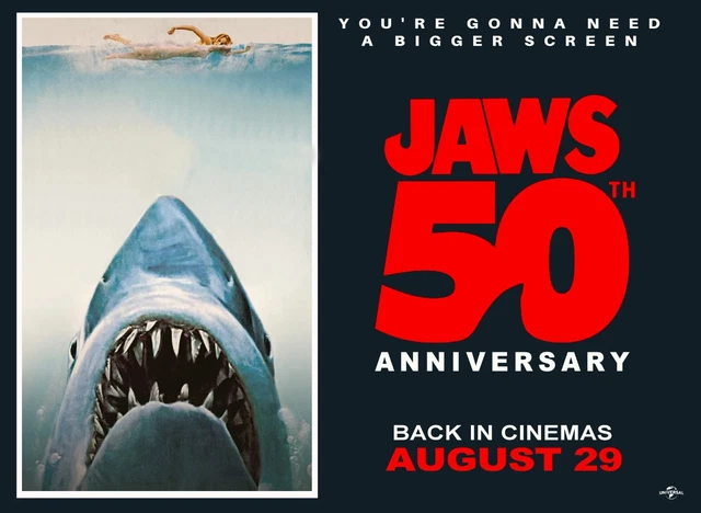 JAWS 1975 50TH Anniversary UK quad poster print 30x40" Roy Scheider ...