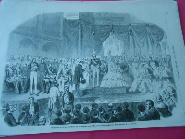 GRAVURE 1857 - Inauguration du Louvre distribution des récompenses EUR ...