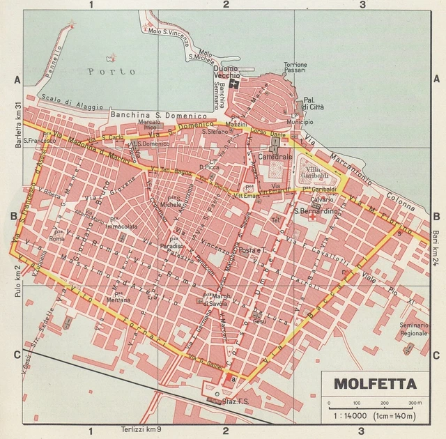 C3832 MOLFETTA, PIANTA della città, Mappa epoca, Vintage map EUR 6,90 ...