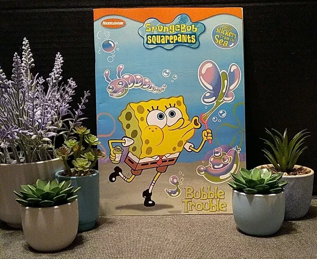 VTG 2003 SPONGE Bob SquarePants "BUBBLE TROUBLE" Coloring Book w ...