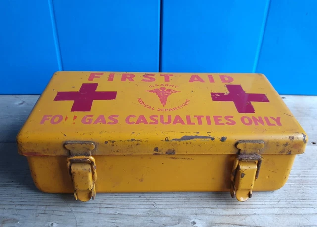US ARMY WW2 Boîte Caisse Métal First Aid Gas Casualties Only Medical ...