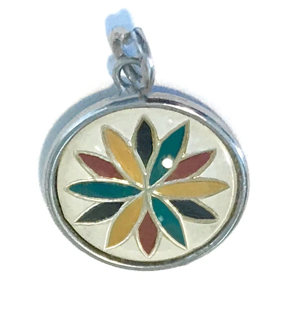 VINTAGE HOFFMAN STERLING Silver Bubble Color Charm Circle Red Green ...